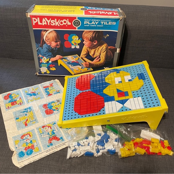 playskool | Toys | Vintage Playskool Disney Playtiles 32 Tiles W Easel Instructions 197 Mickey ...